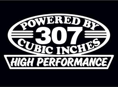 Find 2 HIGH PERFORMANCE 307 CUBIC INCHES DECAL SET HP V8 ENGINE EMBLEM ...