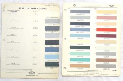 Purchase 1958 LINCOLN DUPONT AND PPG COLOR PAINT CHIP CHARTS ALL MODELS ...