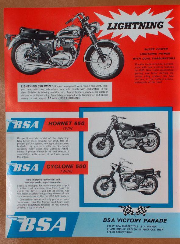 Buy 1267 1965 BSA Motorcycles Model Line Magazine Pull Out Centerfold ...