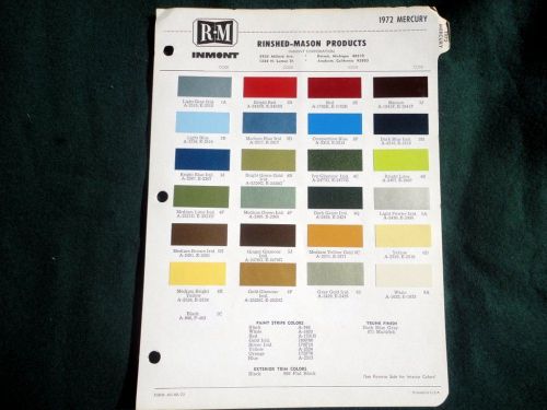 Find 1972 MERCURY Rinshed Mason vintage paint automotive color chips ...