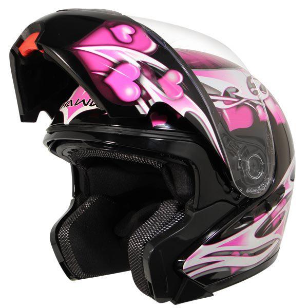 Find NEW Hawk Pink Purple Hearts Modular Helmet Motorcycle Biker XS S M ...