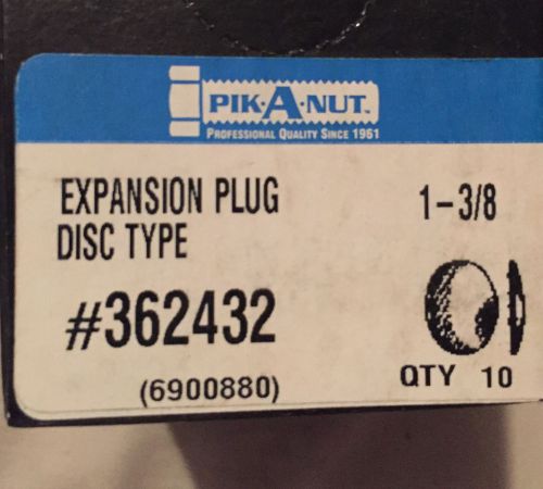 Sell New Box of 10- 1 3/8" Disc Type Expansion Plugs #362432/550-019 in ...