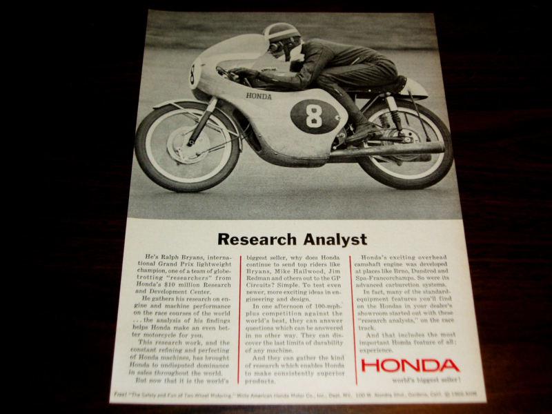 Sell 1966 HONDA 50cc GRAND PRIX MOTORCYCLE ROAD RACING/RALPH BRYANS ...