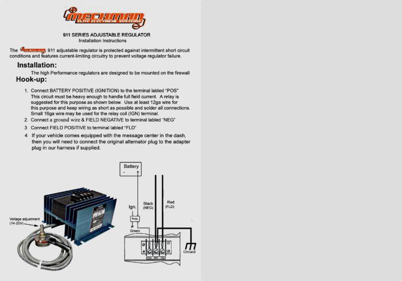 Purchase NEW MECHMAN 320A HO ALTERNATOR , VOLTAGE REGULATOR , in ...