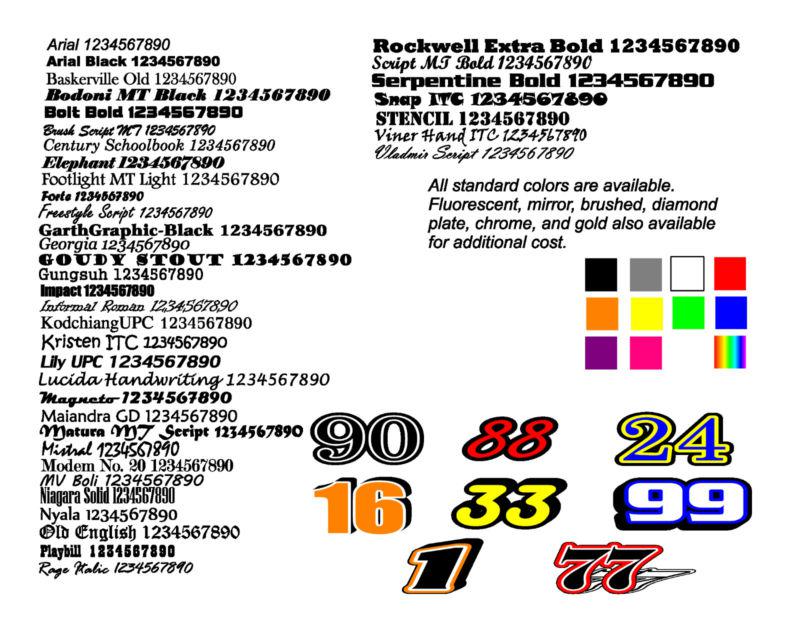 Purchase 3 Color Vinyl Graphics Package Drag Racing Competition Numbers ...