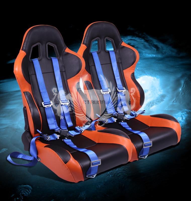 Purchase 2x F1 Black/Orange JDM Turino Sport Racing Seat Evo Style+5-PT ...