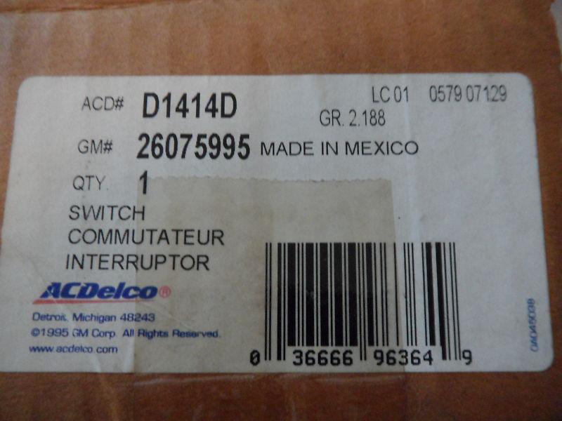 Buy AC DELCO CHEVY TRUCK IGNITION SWITCH D1414D - GM #26075995 in ...