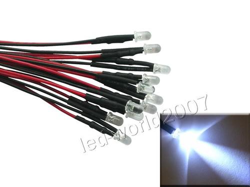 Buy 20x 12V 5mm Super Bright White LED Bulb Lamp Light Set 20cm Pre ...