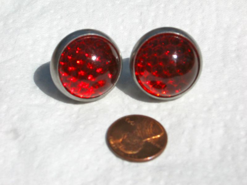 Find REAL GLASS REFLECTORS JEWEL RED SMOOTH HARLEY INDIAN RAT ROD HOT ...
