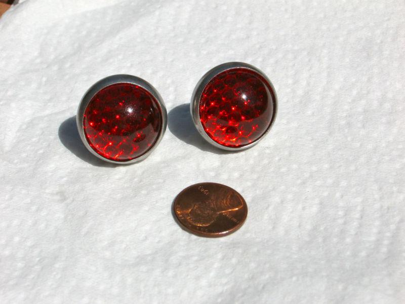 Find REAL GLASS REFLECTORS JEWEL RED SMOOTH HARLEY INDIAN RAT ROD HOT ...