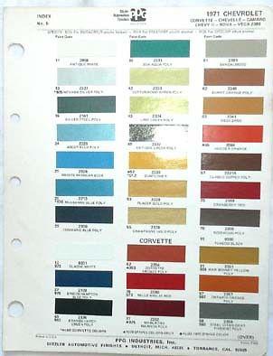 Buy 1971 CHEVROLET PPG COLOR PAINT CHIP CHART ALL MODELS ORIGINAL in ...