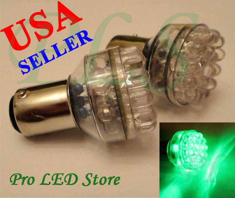 Buy Two Pcs 1157 1016 1152 Super Green 24 LED BAY15D Turn Signal Brake ...