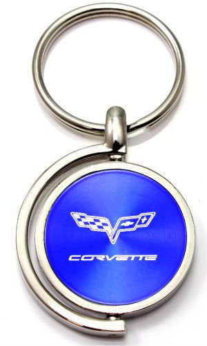 Find Blue Chevy Corvette C6 Logo Brushed Metal Round Spinner Chrome Key ...
