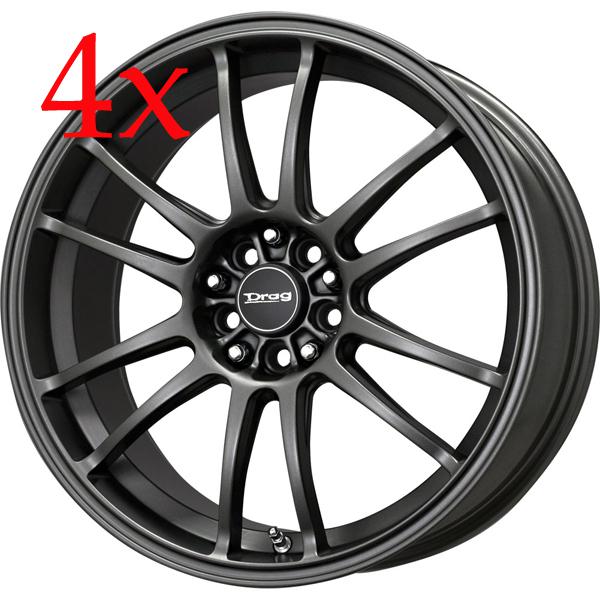 Find Drag Wheels DR-38 17x9 5x100 5x114 +38 Charcoal Gray Full Rims WRX ...