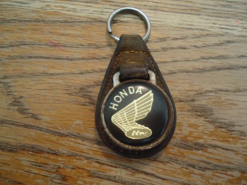 Sell VINTAGE HONDA KEY CHAIN FOB RING LEATHER CLASSIC HM LOGO WING CB ...