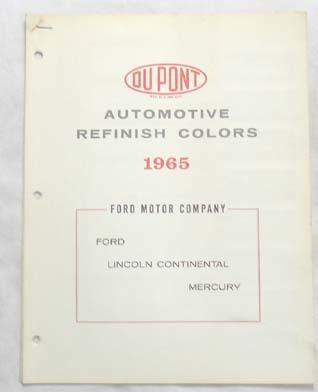 Sell 1965 FORD LINCOLN MERCURY DUPONT COLOR PAINT CHIP BOOK ALL MODELS ...