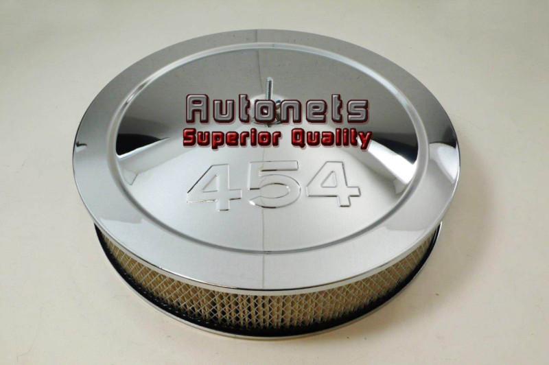 Buy 14" Chevy 350 Logo Chrome Steel Air Cleaner Filter Street Hot Rod ...