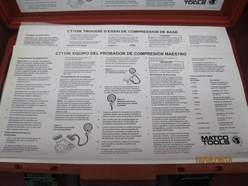 Purchase MATCO CT110K MASTER COMPRESSION TESTER KIT IN GREAT CONDITION ...