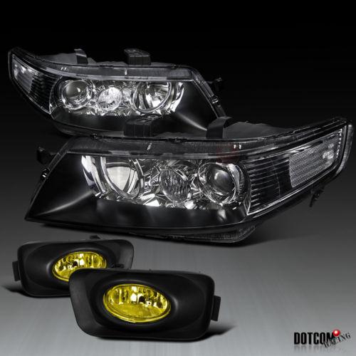 Buy 04-05 ACURA TSX JDM BLACK PROJECTOR HEADLIGHT+YELLOW LENS BUMPER ...