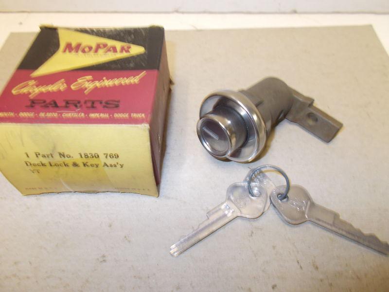 Buy Mopar NOS Deck Lid Lock Cyl.& Keys 57-58 Plymouth, Dodge, DeSoto ...