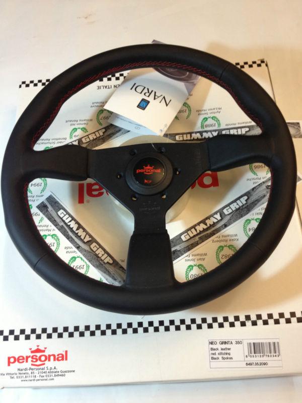 Buy Nardi Personal Neo Grinta Black Leather Steering Wheel Red Stitch ...