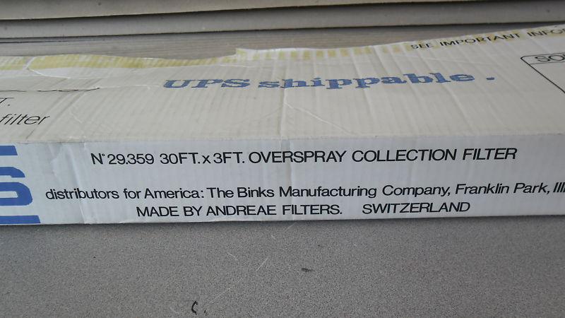Buy NEW BINKS 29-359 PAINTBOOTH OVERSPRAY COLLECTION FILTER 3' X 30' in ...