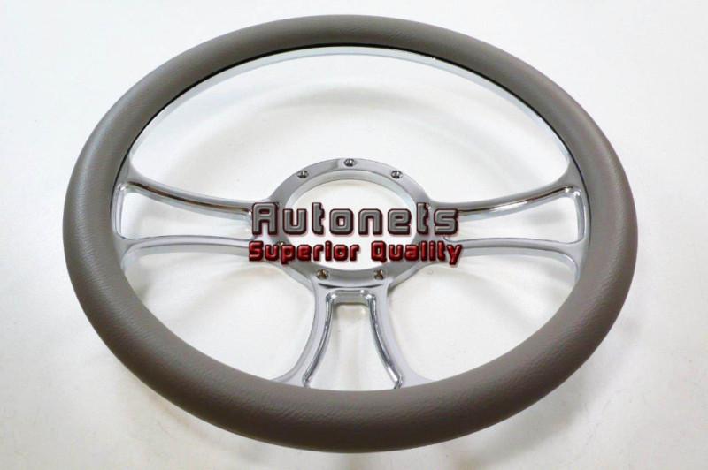 Find Gray Leather Trinity Camaro Nova Street Hot Rat Rod Steering Wheel ...