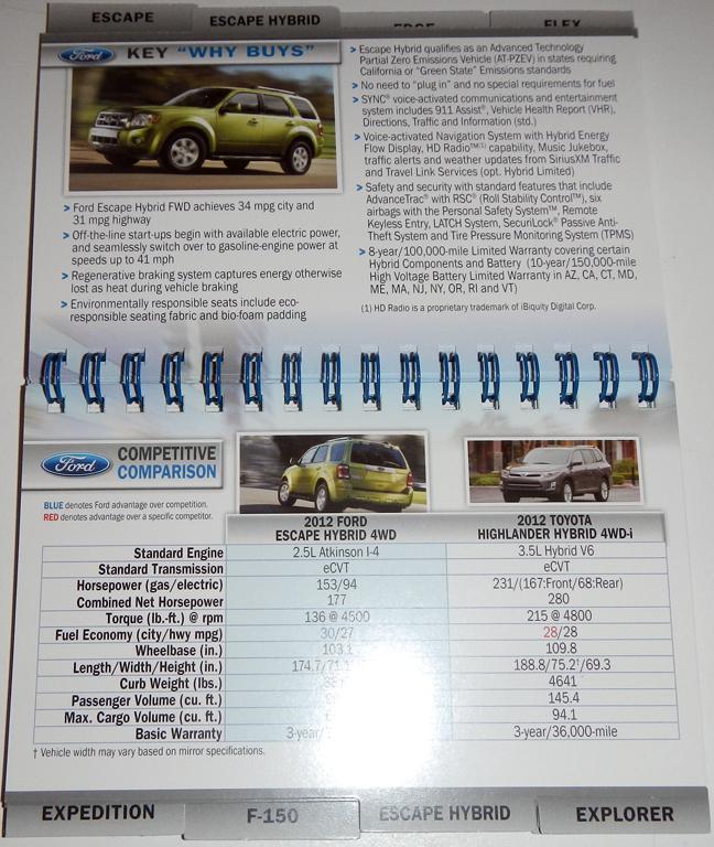 Sell 2012 FORD QUICK REFERENCE GUIDE BROCHURE ft MUSTANG FOCUS FUSION ...