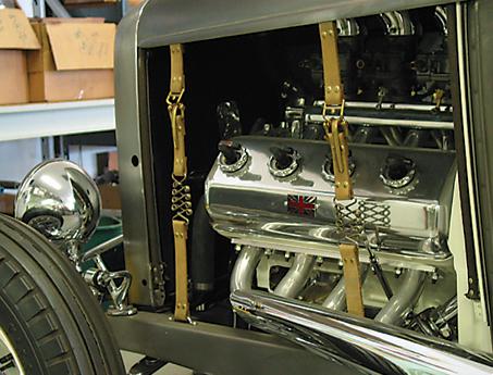 Sell BRASS & LEATHER HOOD STRAP KIT HOT RAT ROD VTG STYLE RACING ...