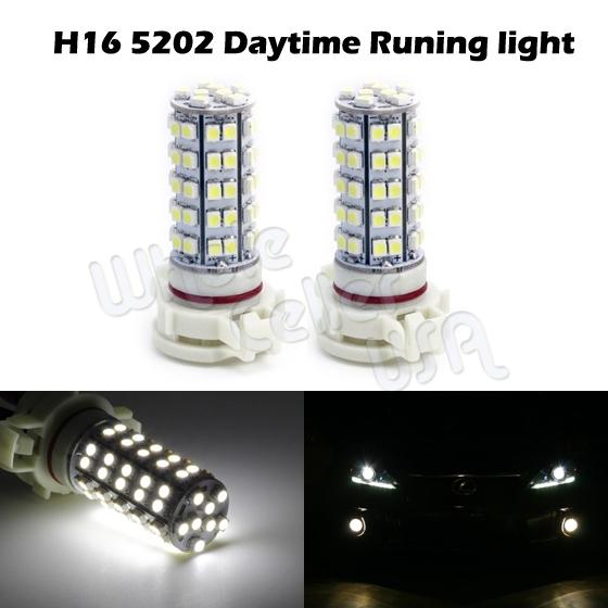 Purchase 2X Xenon White SMD3528 68-lED H16 5202 Led Fog/Driving lights ...