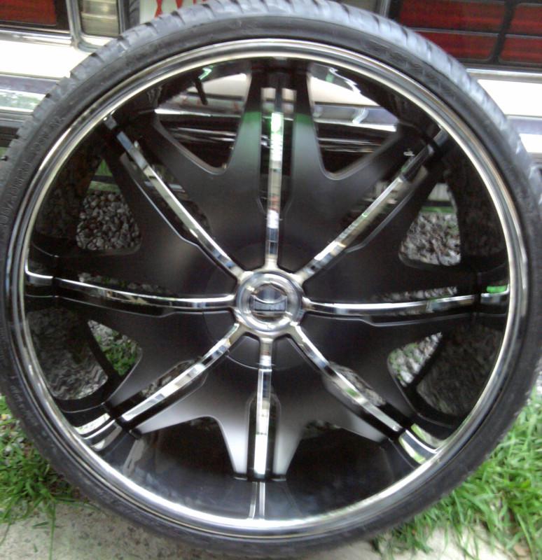 Buy 28 DUB rims Tires doggy style wheels Black Chrome Big Small Chevy ...