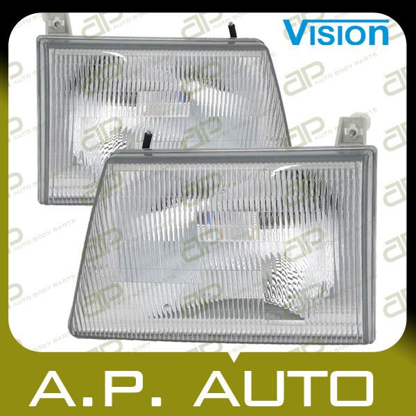 Buy PAIR HEAD LIGHT LAMP ASSEMBLY 92-96 FORD ECONOLINE E150 E250 E350 ...