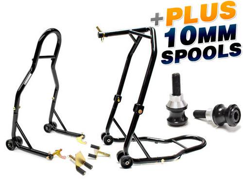 Buy FRONT TRIPLE TREE + REAR SWINGARM LIFT STANDS + 10MM SPOOLS For ...