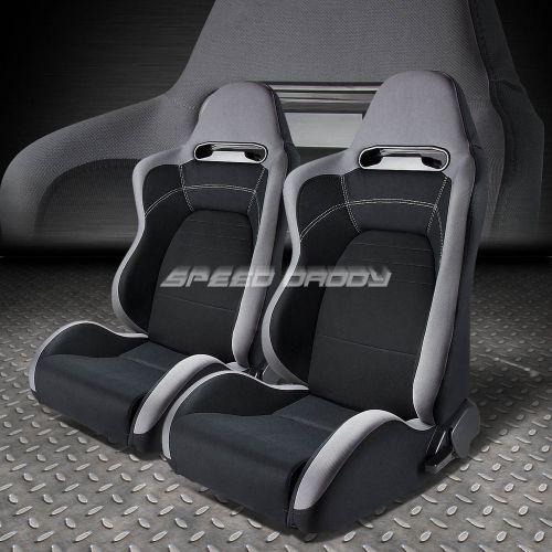 Find 2X FULLY RECLINABLE GRAY/BLACK CLOTH TYPE-R STYLE BUCKET RACING ...