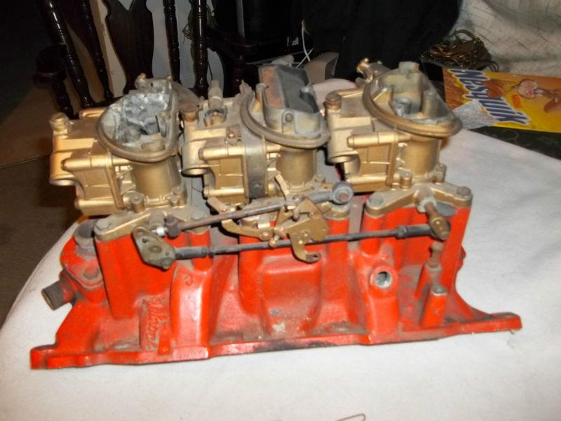Sell original aar cuda 340 six pack intake, carbs in Olean, New York ...
