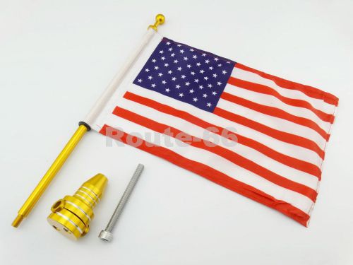 Sell Motorcycles Rear Side Gold Mount Flag Pole USA Flag For Harley HD ...