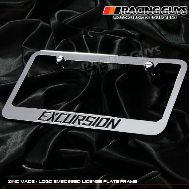 Buy FORD EXCURSION CHROME LICENSE PLATE FRAME+SCREW CAP BLACK FONT NEW ...