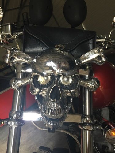 Buy life size chrome skull and cross bones headlight for motorcycle in ...