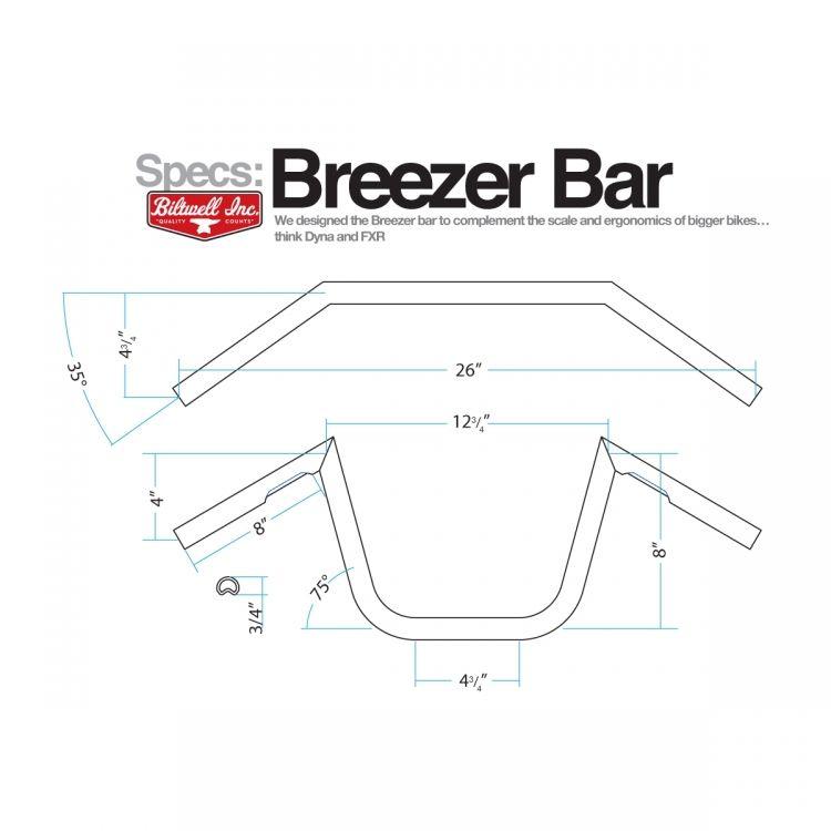 Purchase Biltwell Chrome Dimpled 1" Breezer Handlebars for Harley Dyna ...