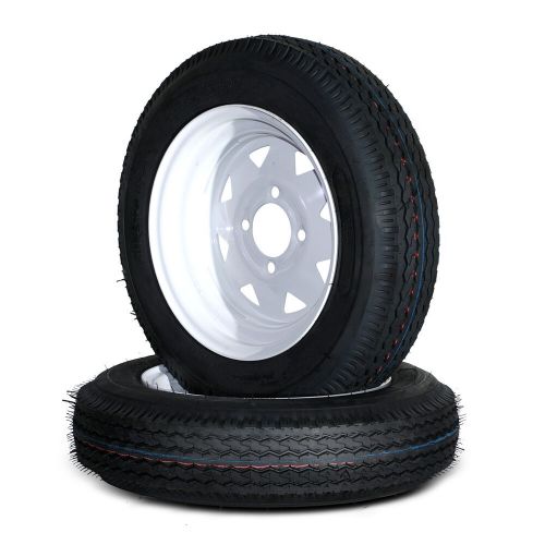 Purchase Two Trailer Tires & Rims 4.80-12 LRB 5 Lugs on 4.5" Center White Spoke Wheel in , for ...
