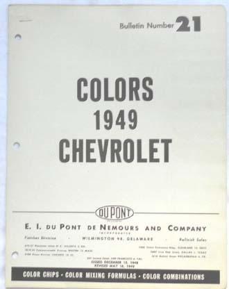 Buy 1949 CHEVROLET DUPONT COLOR PAINT CHIP CHART ALL MODELS ORIGINAL in ...