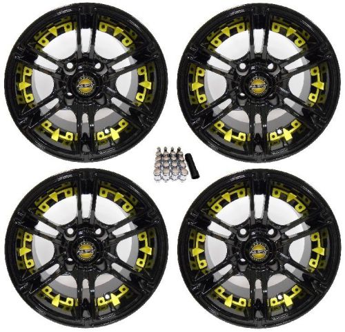Buy Madjax 12" Mirage Black/Yellow Golf Cart Wheels/Rims Yamaha in ...