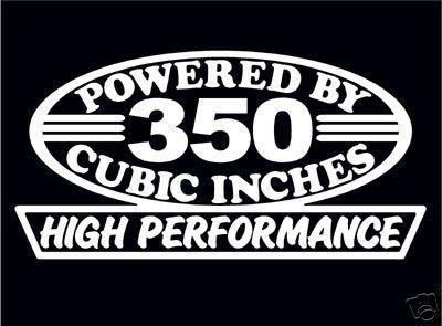 Find 2 HIGH PERFORMANCE 350 CUBIC INCHES DECAL SET HP V8 ENGINE EMBLEM ...