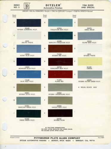 Sell Ditzler Automotive color Chip chart 1966 Buick and special in ...