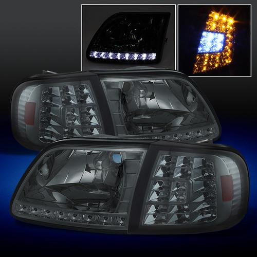 Sell SMOKED 97-03 F150 97-02 EXPEDITION LED STRIP HEADLIGHTS+FULL LED ...