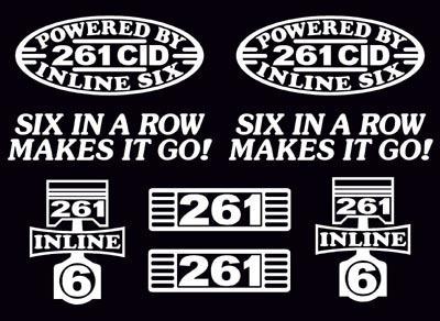Sell 8 DECAL SET 261 CID INLINE 6 ENGINE STRAIGHT SIX EMBLEM STICKERS ...