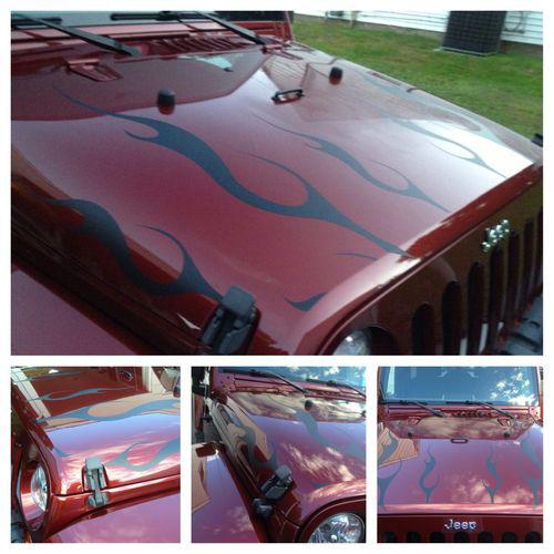 Sell Jeep Wrangler JK TJ YJ MATTE BLACK Hood Flames Vinyl Decal Kit ...