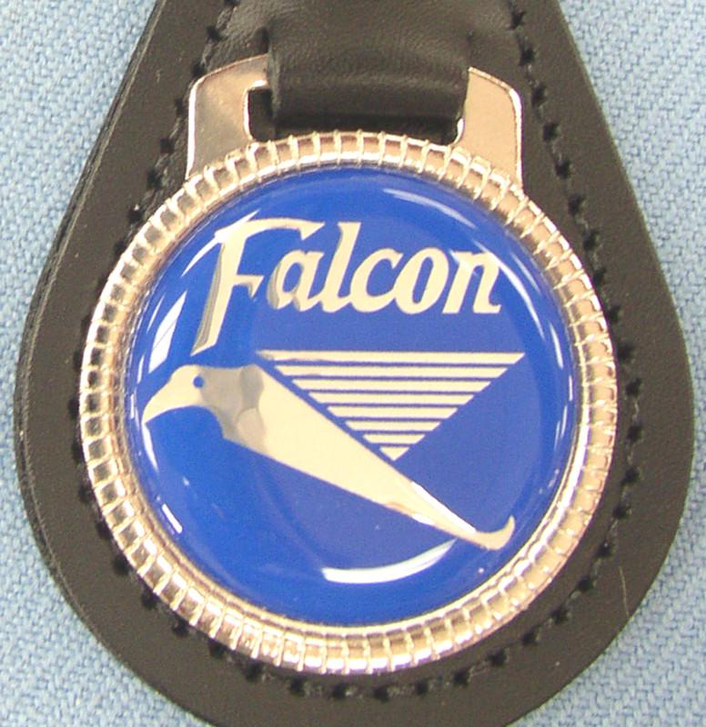 Sell Vintage Blue Ford Retro FALCON Black Leather USA Keyring Key Fob ...