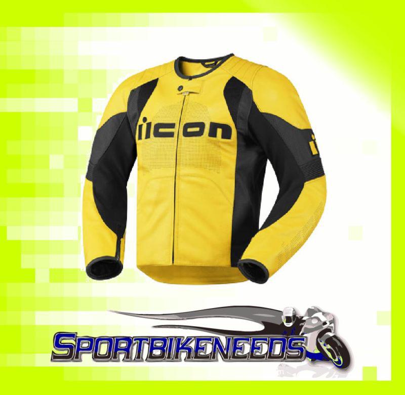 Sell Icon Overlord Leather Jacket Yellow Black Mens Large L in Elkhart ...