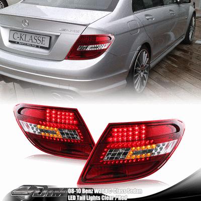 Purchase 08-10 Mercedes-Benz W204 C-Class Red/Clear Lens Chrome Housing ...